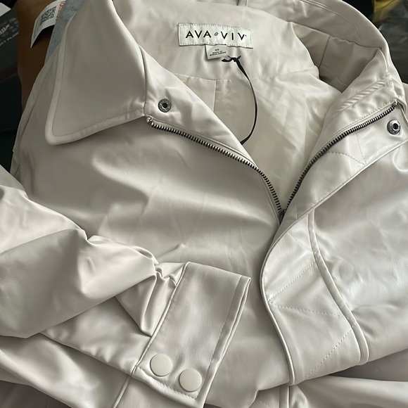 Ava & Viv | Jackets & Coats | Nwts Plus Size Faux Leather Bomber Jacket Ava Viv Cream 4x | Poshmark